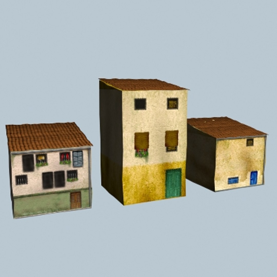 3d model 3 houses