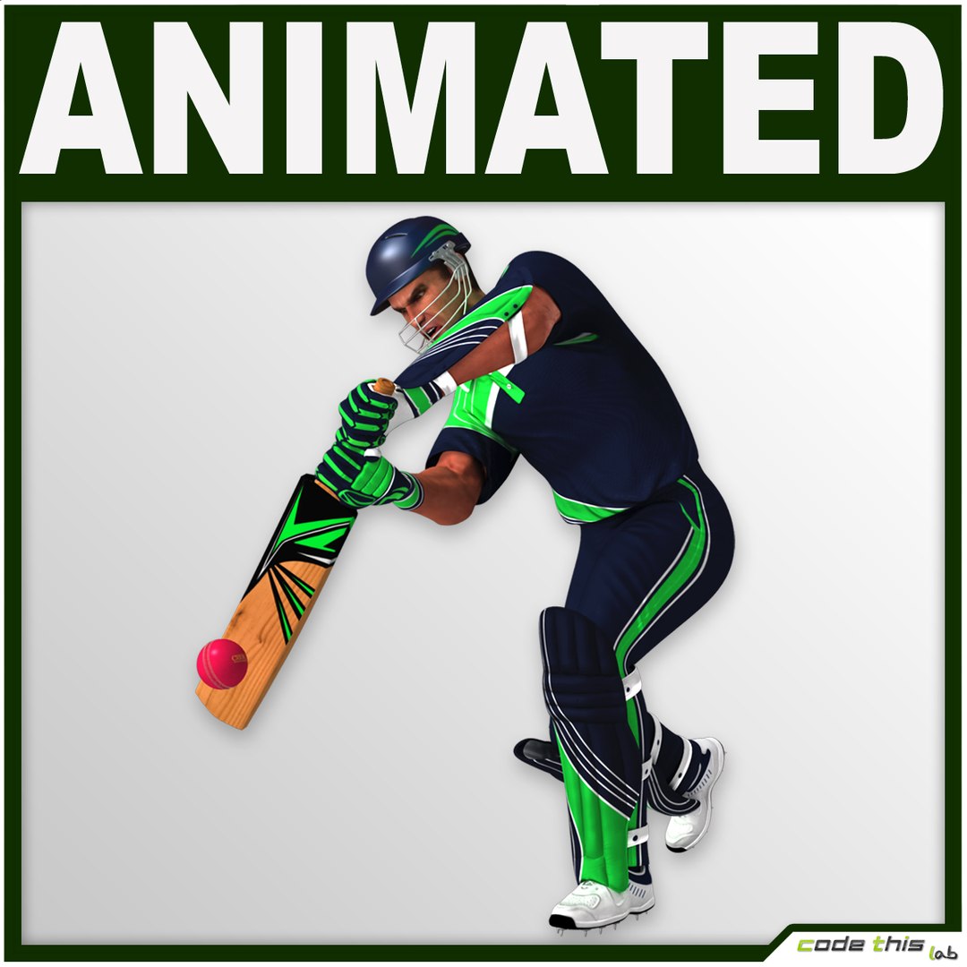 Helmet Cricket Bat Characters 3d Obj