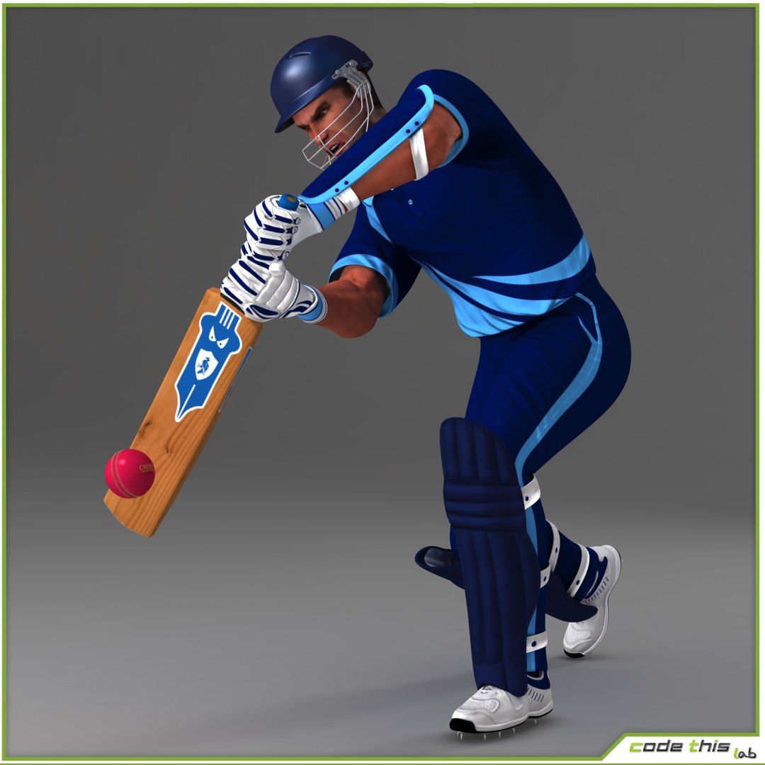 Helmet Cricket Bat Characters 3d Obj