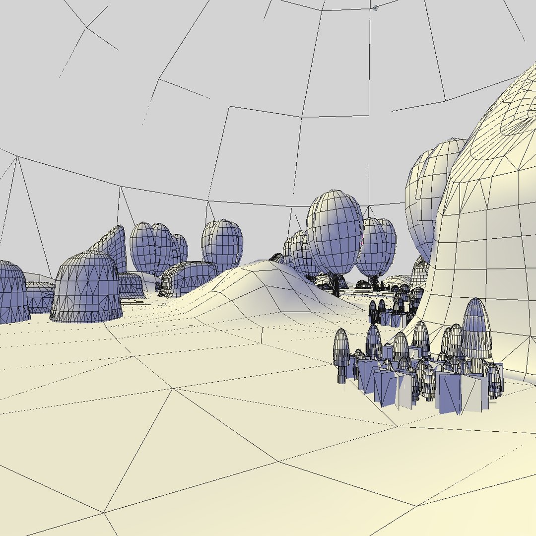 cartoon landscape stream rocks 3d model