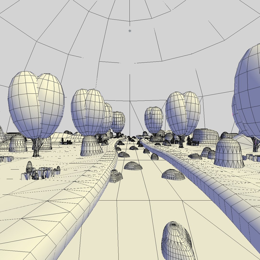 cartoon landscape stream rocks 3d model