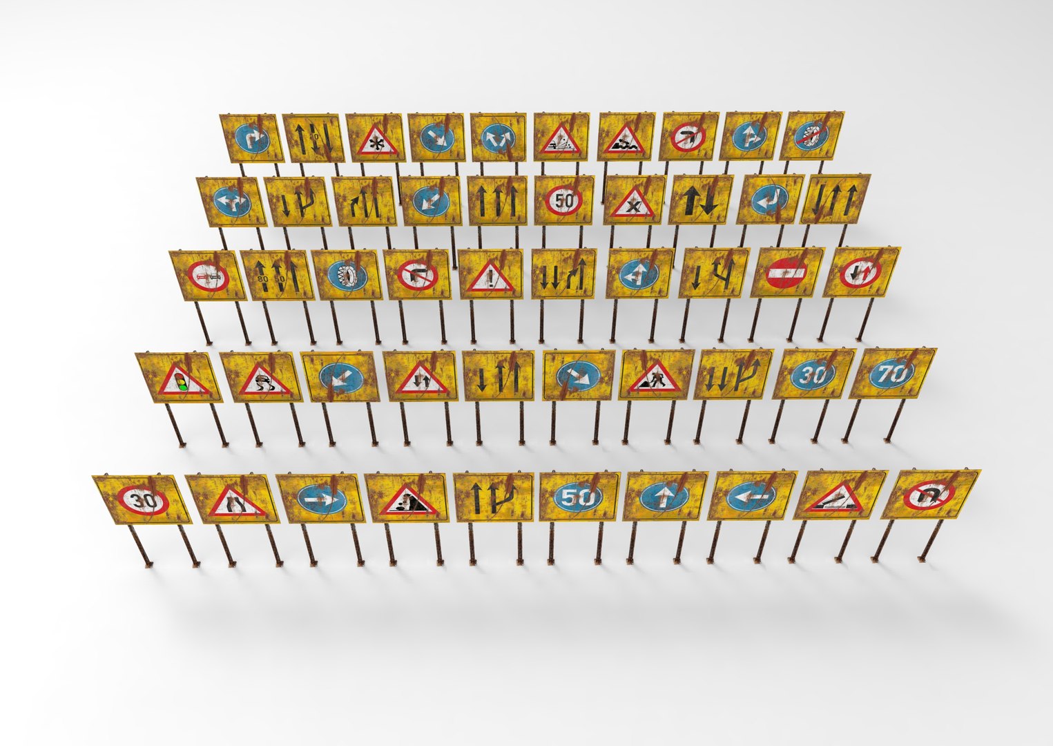 3D Cube Yellow Sign Rust 50 Piece - TurboSquid 1735052