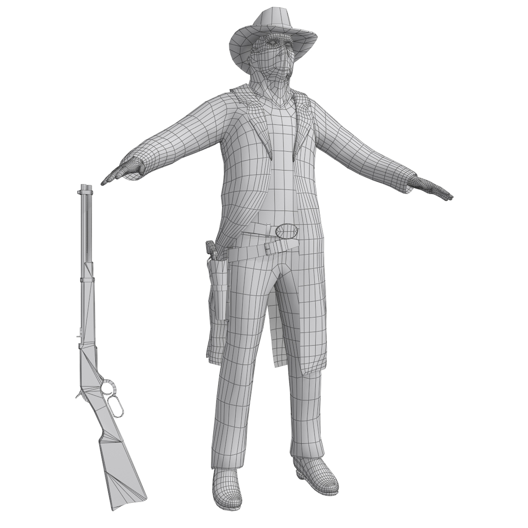 pack rigged cowboy 3d model