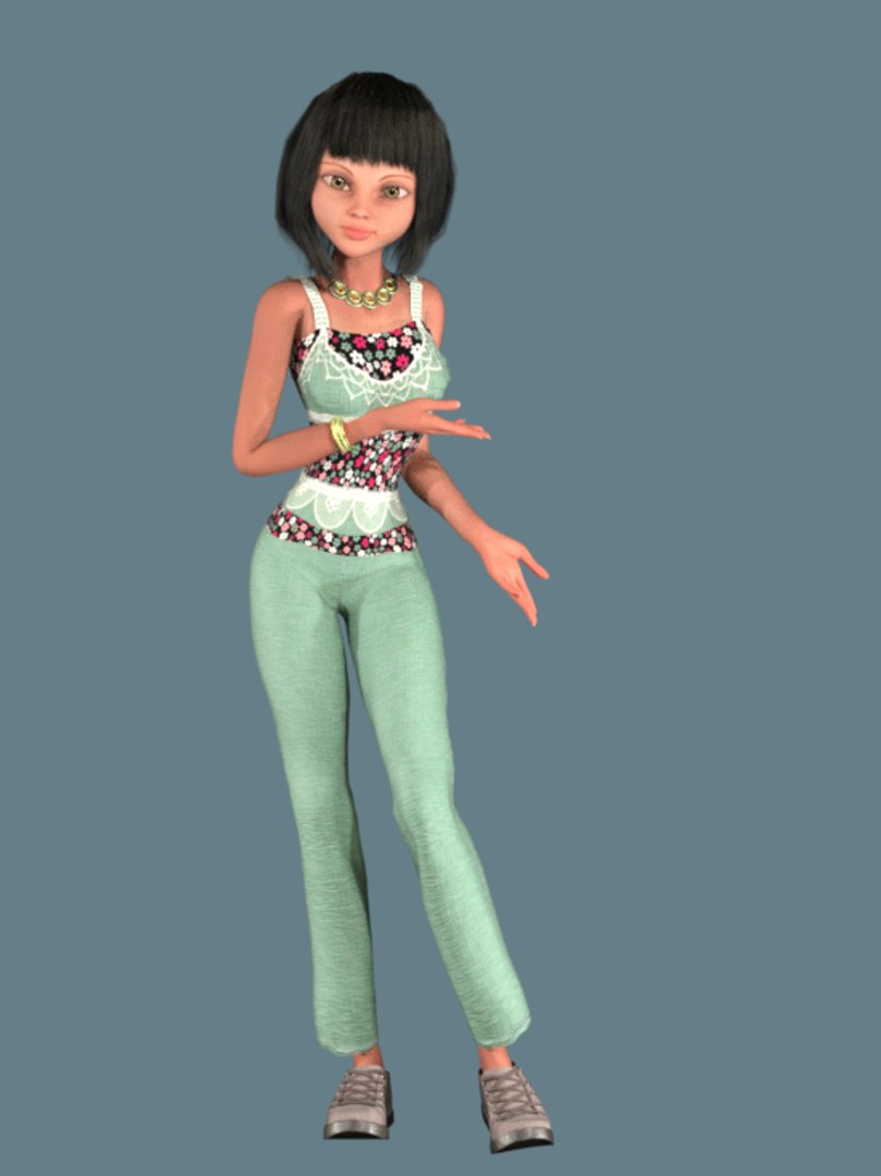 3D Cartoon 3D Rigged Cute Girl Character Model Model - TurboSquid 2281070