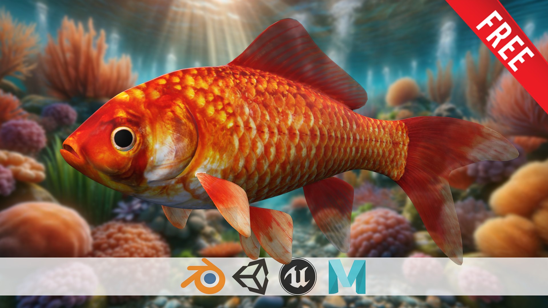 Free Aquatic Gold Free Premium Goldfish Model Free Low-poly 3D Model ...
