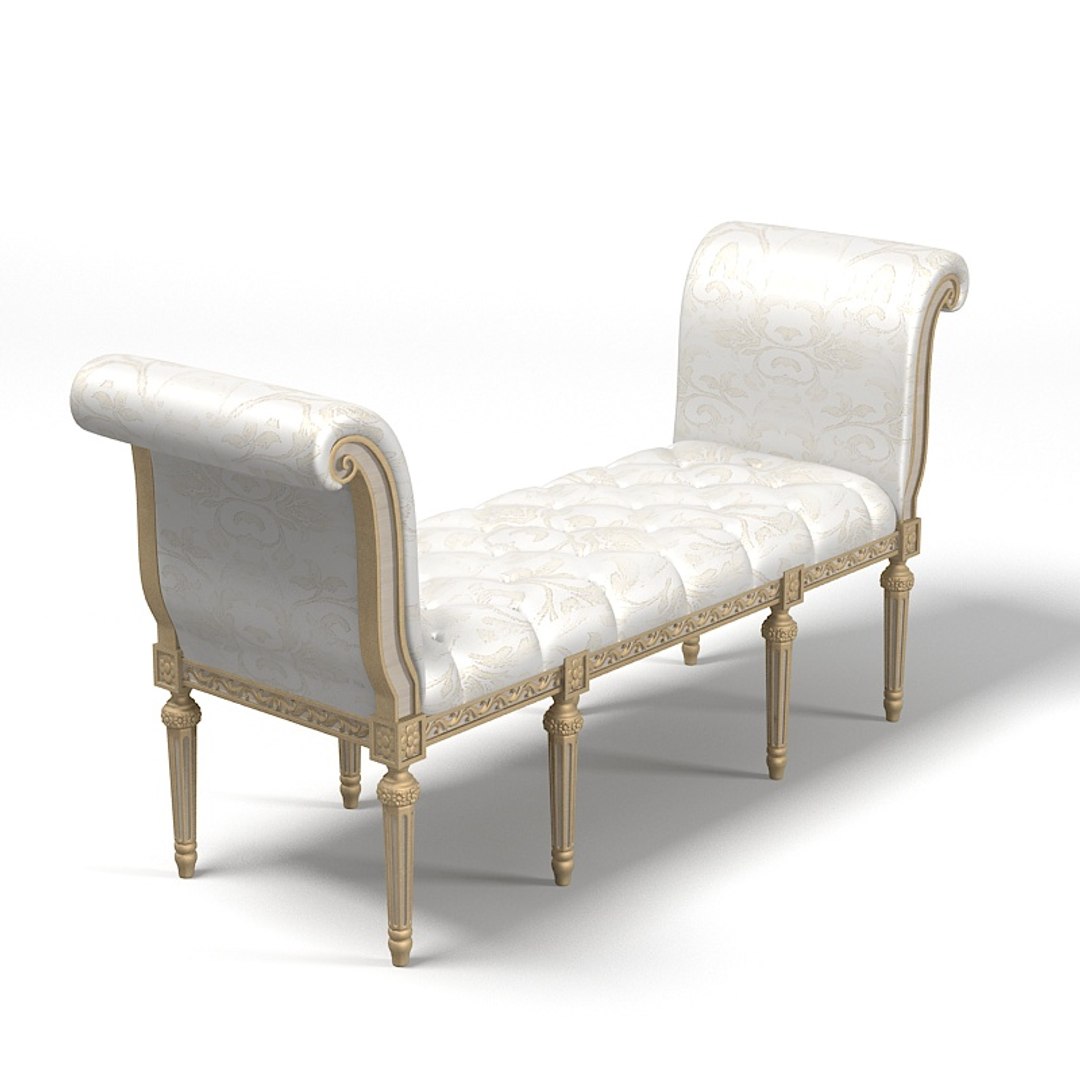Classic Bedroom Ottoman 3d Model