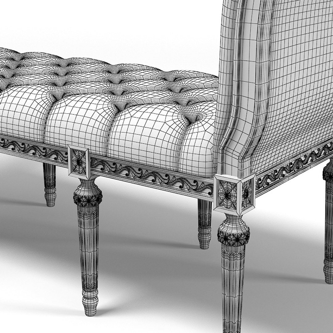 classic bedroom ottoman 3d model