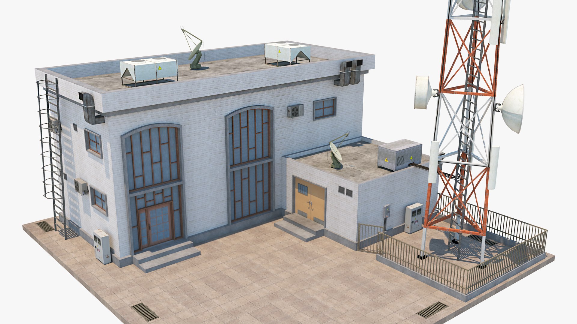 3D Model Radio Station - Communication Tower - TurboSquid 1796112