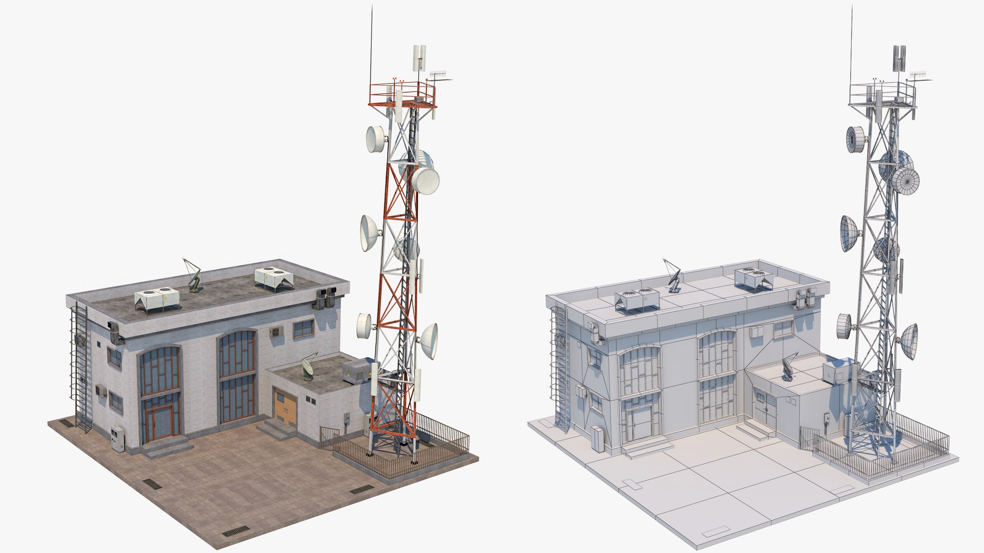 3D Model Radio Station - Communication Tower - TurboSquid 1796112