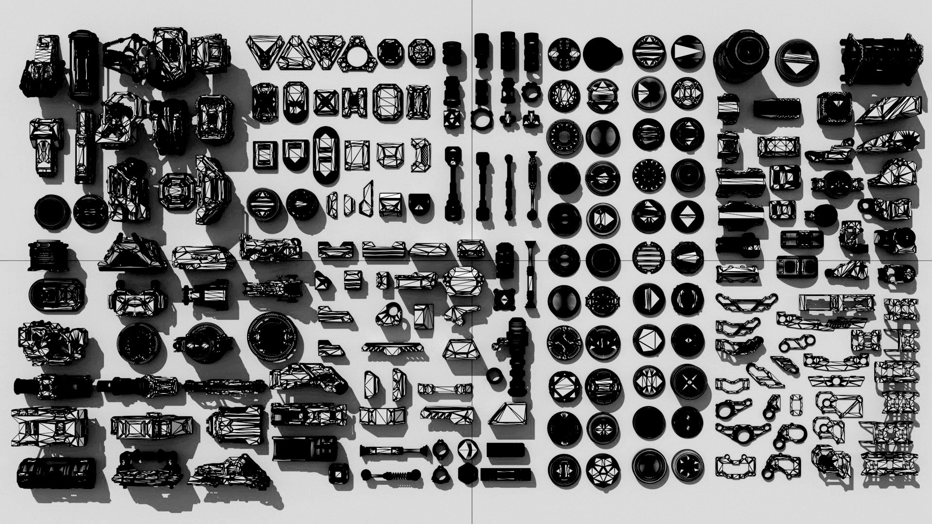 3D Model Hard Surface Machine Mechanical Parts Parts Armor Screw Shock ...
