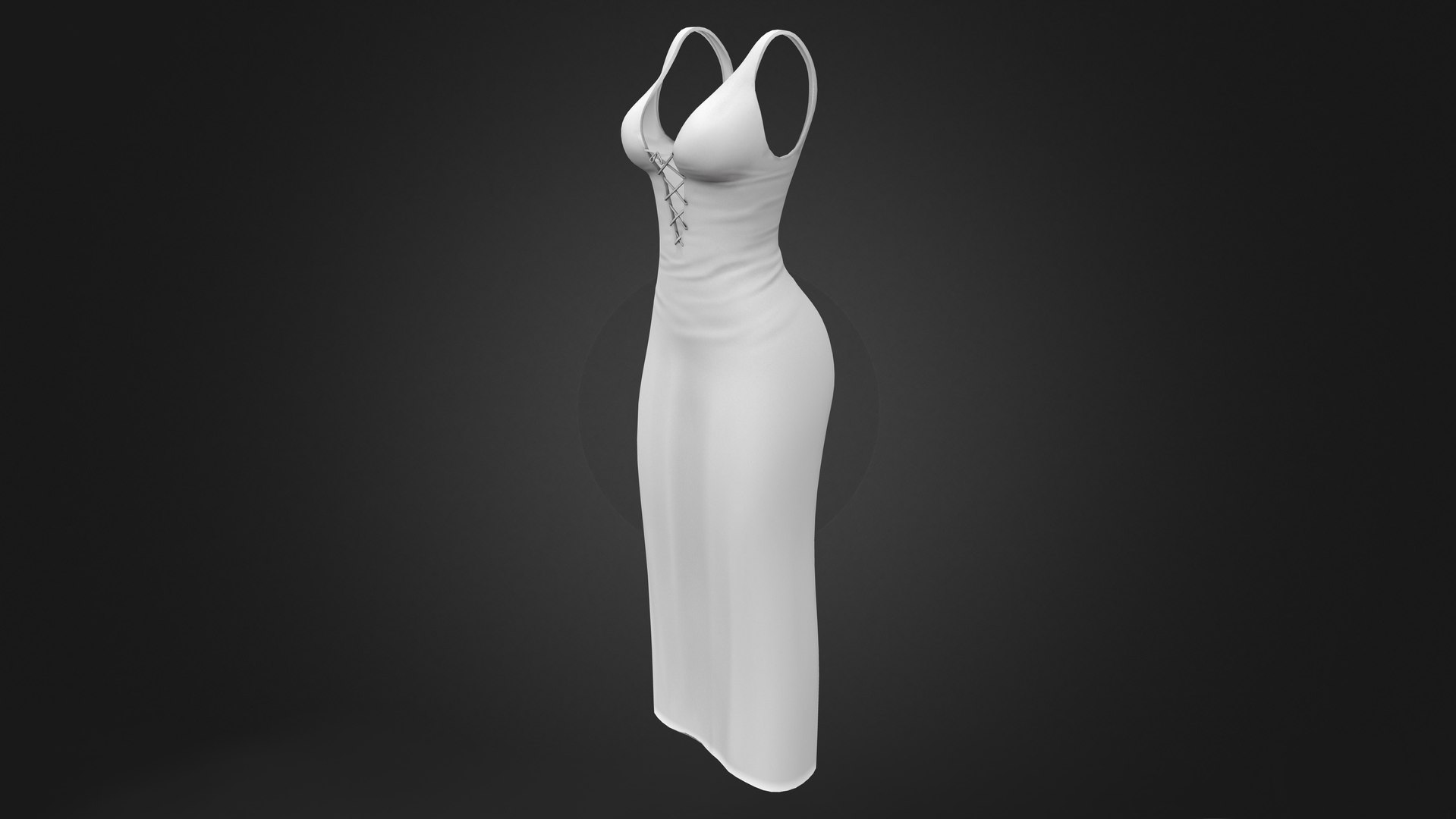 Side Slit Lace Chest Black Dress 3D model - TurboSquid 1945528