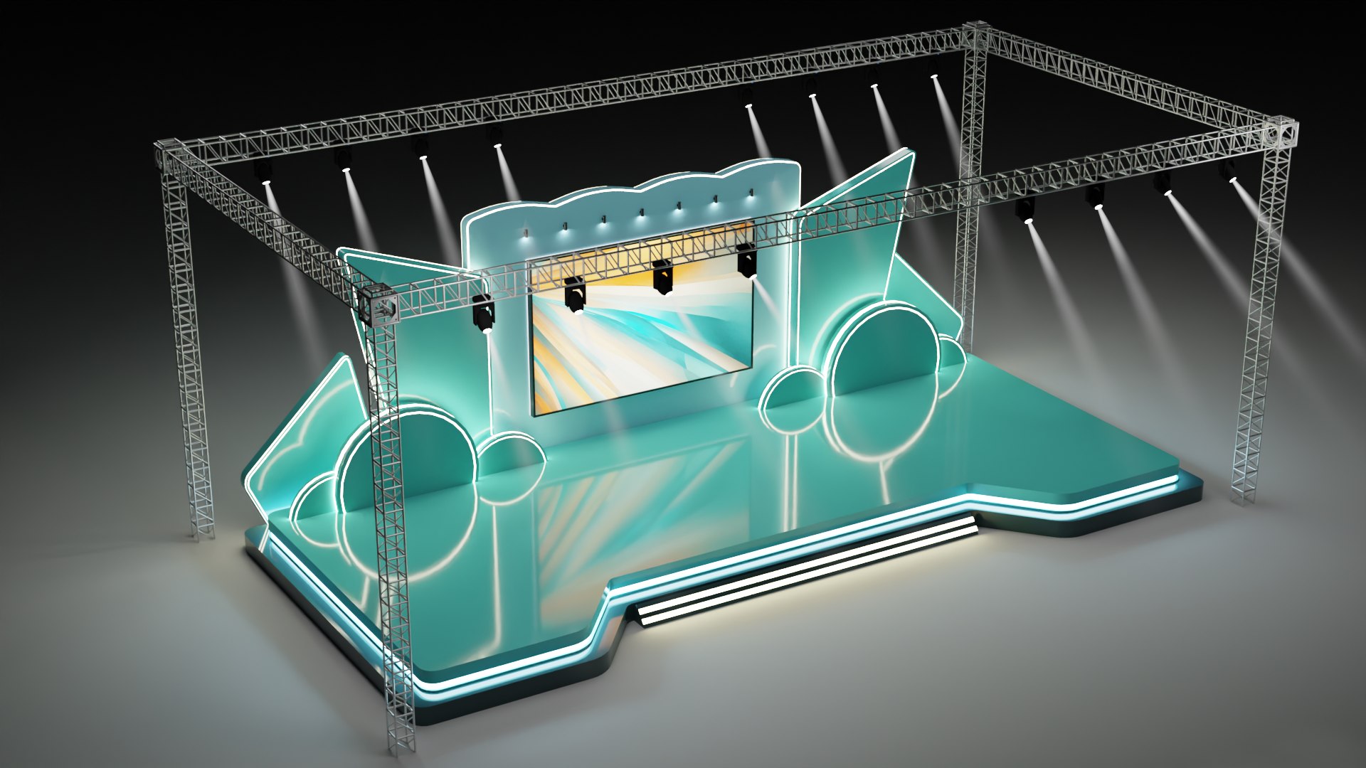 Entertainment Concert Event Stage 3D Model With Lights Model ...