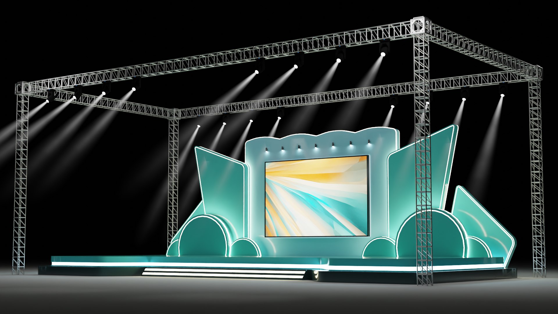 Entertainment Concert Event Stage 3D Model With Lights Model ...