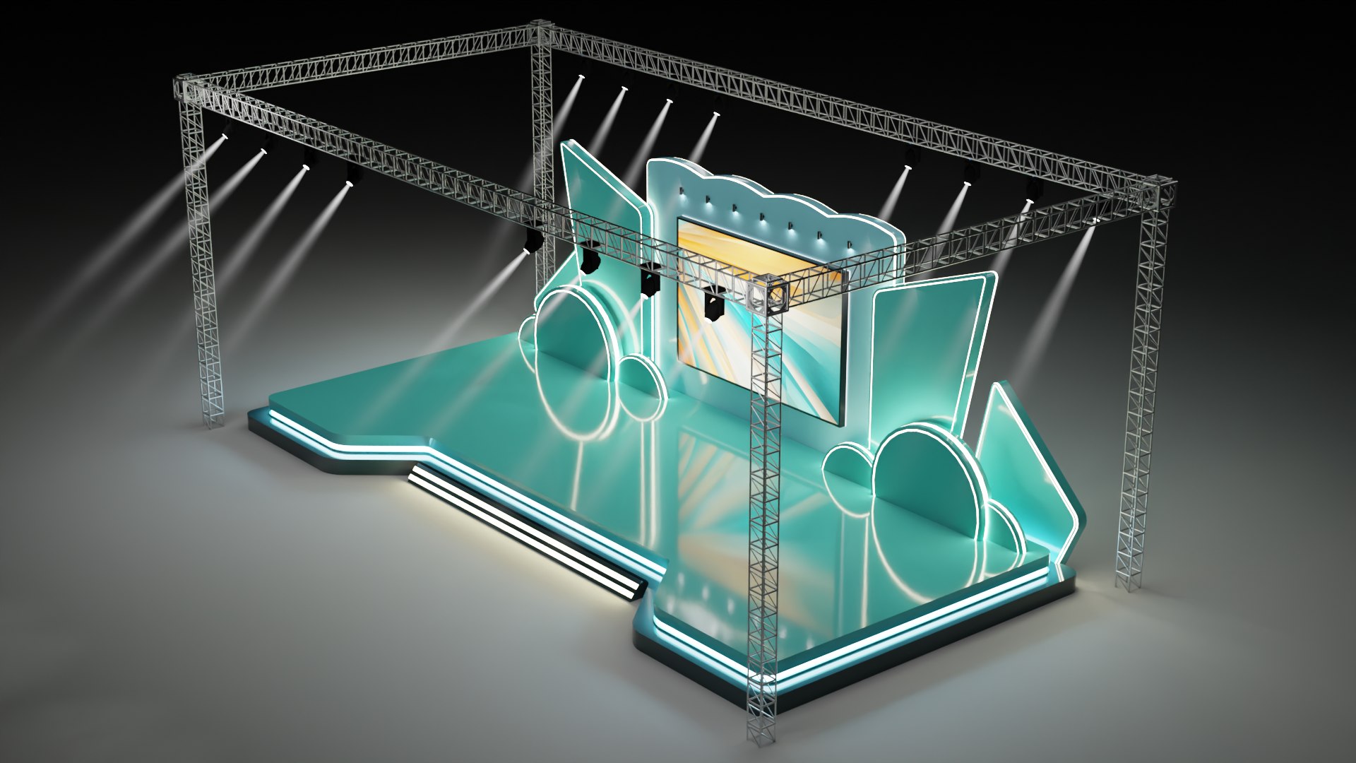 Entertainment Concert Event Stage 3D Model With Lights Model ...