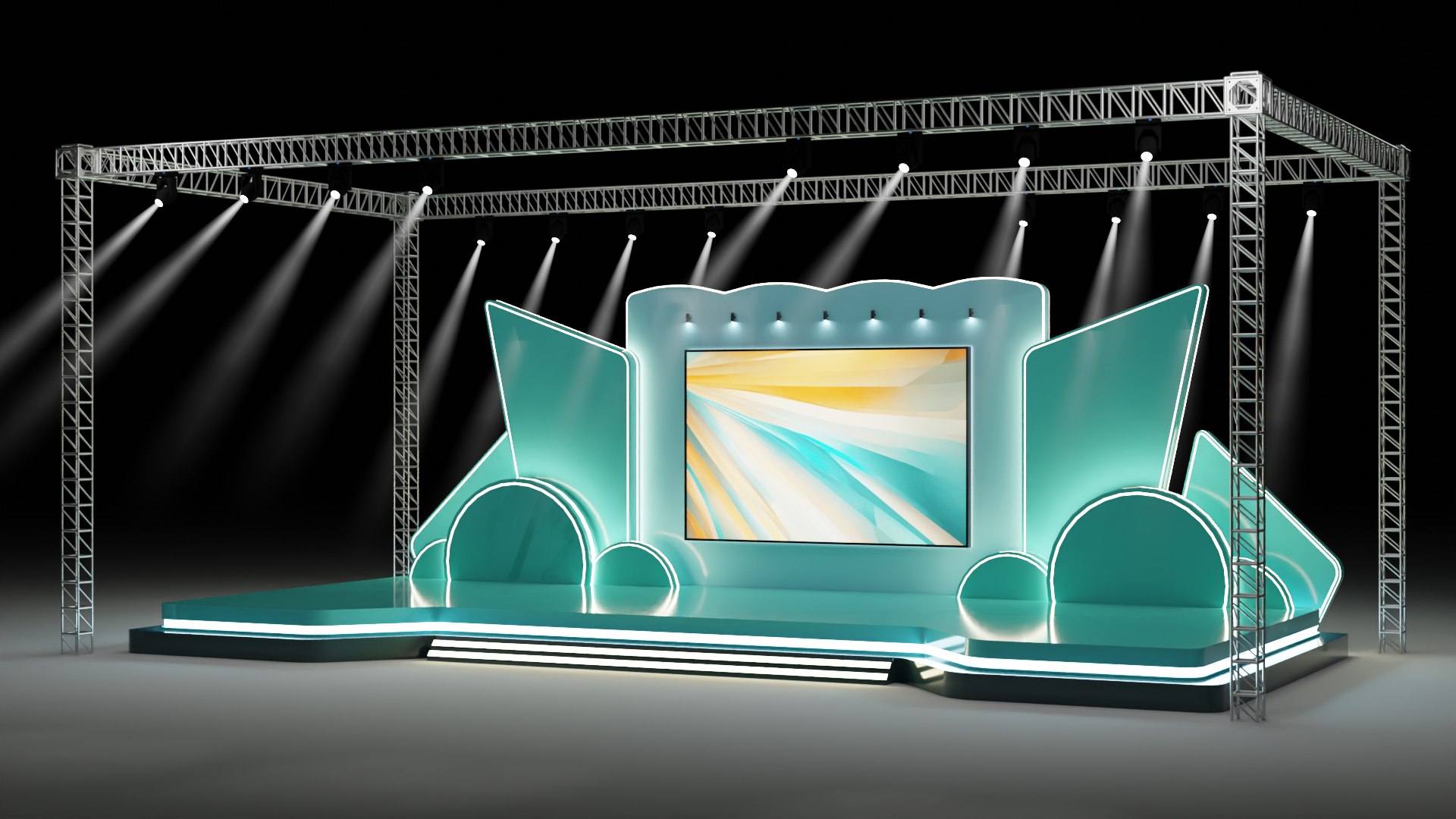 Entertainment Concert Event Stage 3D Model With Lights Model ...