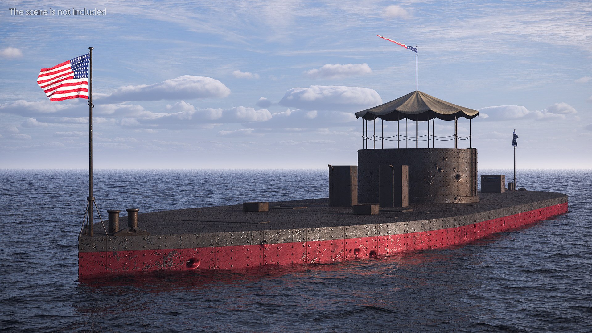 3D US Ironclad Warship Monitor With Tower Old - TurboSquid 2210626