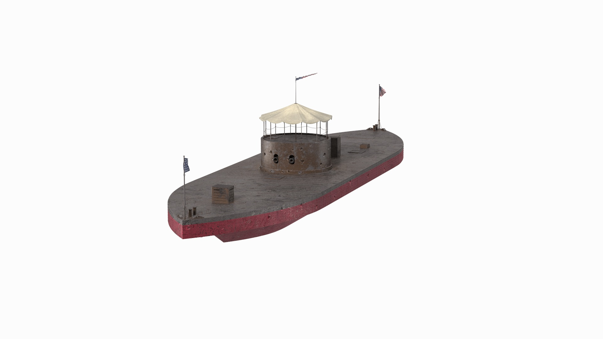 3D US Ironclad Warship Monitor With Tower Old - TurboSquid 2210626