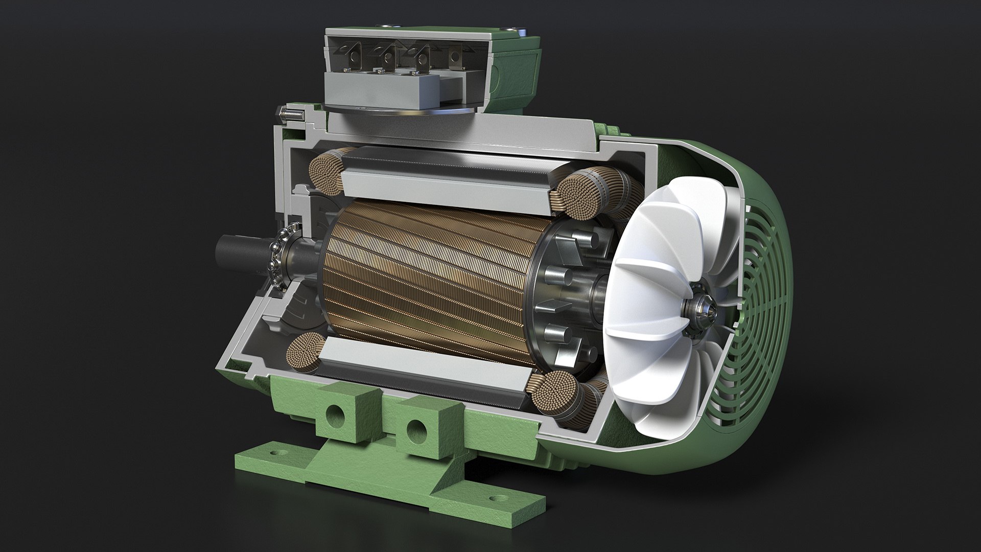 Electric Motor Cross Section Green 3D Model - TurboSquid 2220699