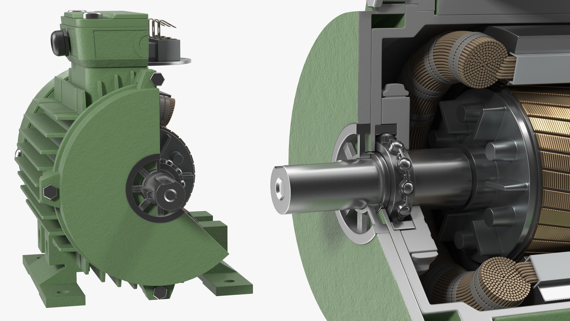 Electric Motor Cross Section Green 3D Model - TurboSquid 2220699