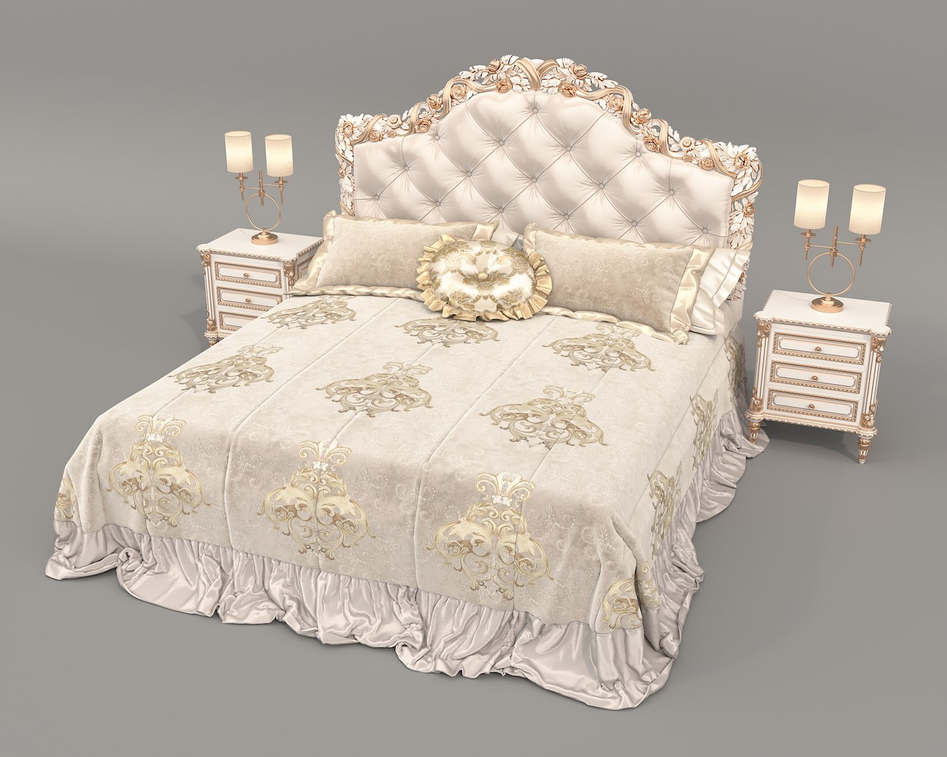 Classic European Style Bed Set 67 3D Model - TurboSquid 2339022