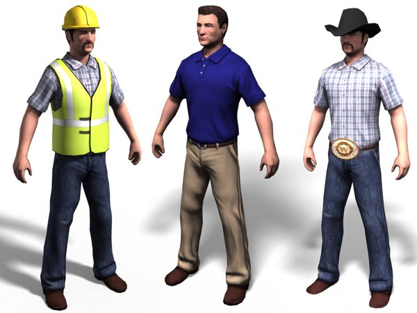 3d model man construction worker
