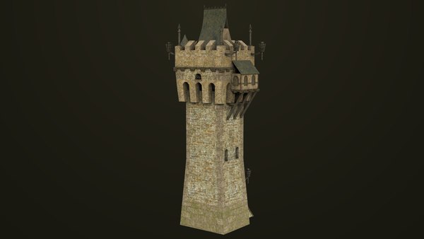 modelo 3d Old Castle Watch Tower 01 Todas las texturas de PBR Unity UE ...
