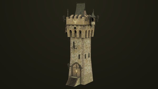 modelo 3d Old Castle Watch Tower 01 Todas las texturas de PBR Unity UE ...