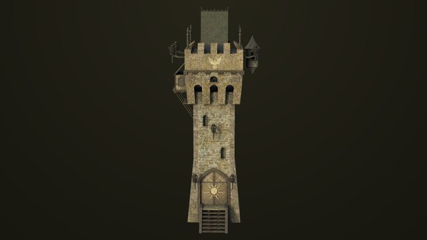 modelo 3d Old Castle Watch Tower 01 Todas las texturas de PBR Unity UE ...
