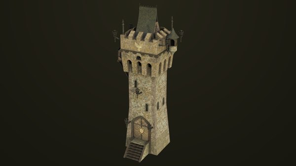 modelo 3d Old Castle Watch Tower 01 Todas las texturas de PBR Unity UE ...