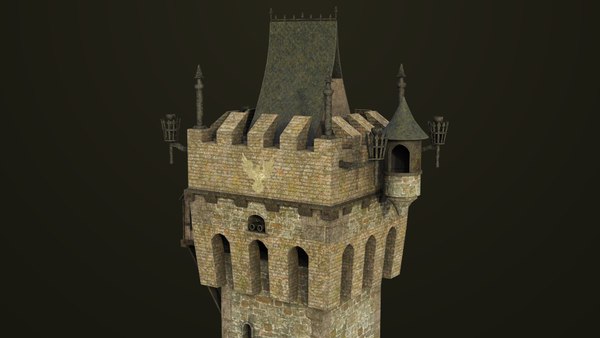 modelo 3d Old Castle Watch Tower 01 Todas las texturas de PBR Unity UE ...