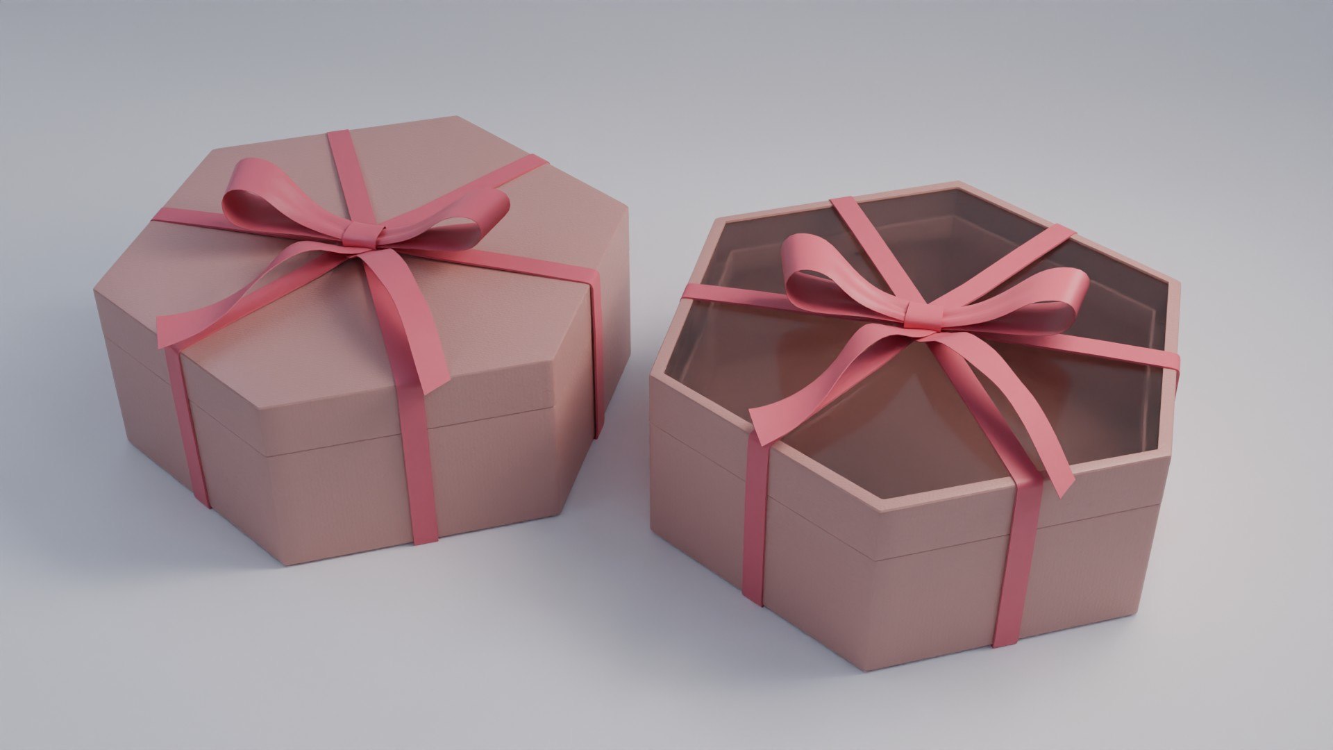 Gift Box Hex Shape With Ribbon Model - TurboSquid 2234304