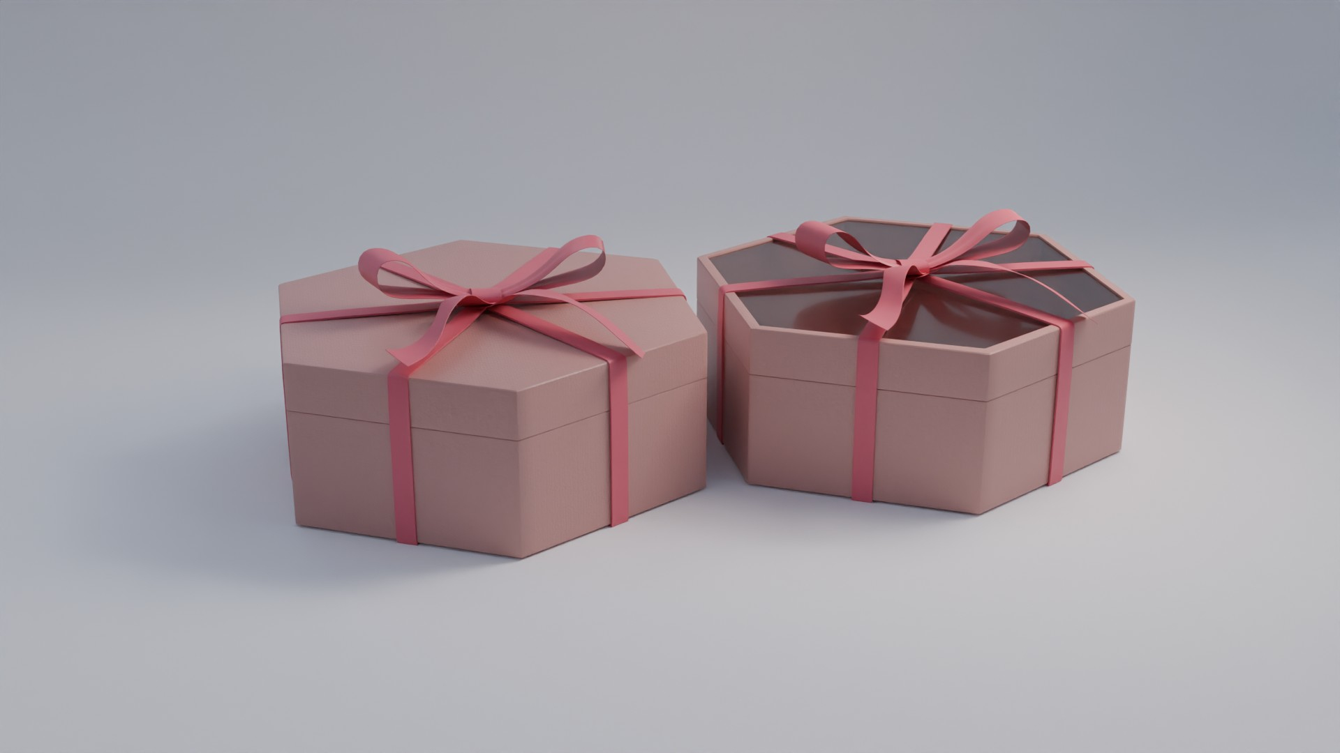 Gift Box Hex Shape With Ribbon Model - TurboSquid 2234304