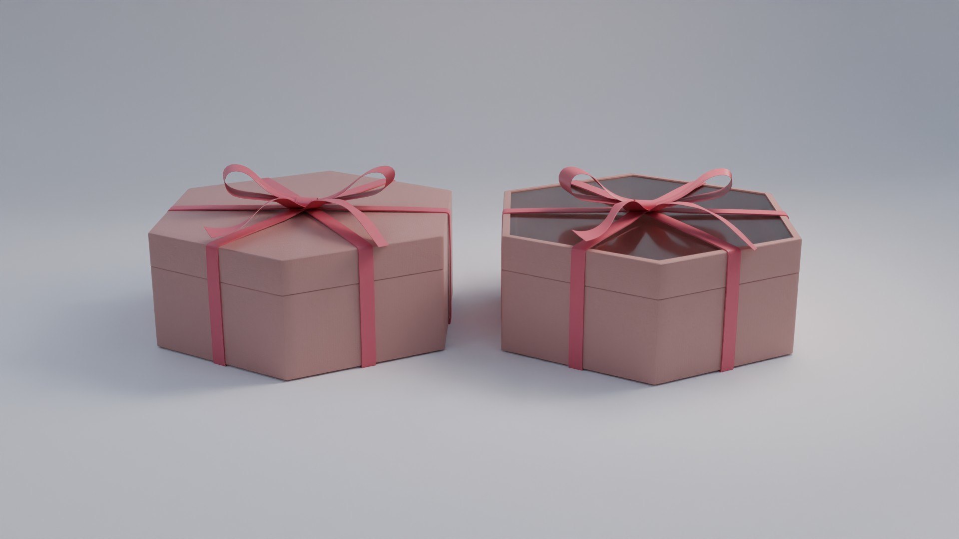 Gift Box Hex Shape With Ribbon Model - TurboSquid 2234304