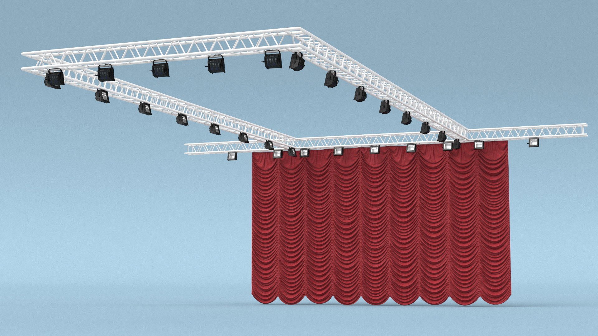 Stage Truss Lighting Rig With Austrian Curtain Model - TurboSquid 2515617
