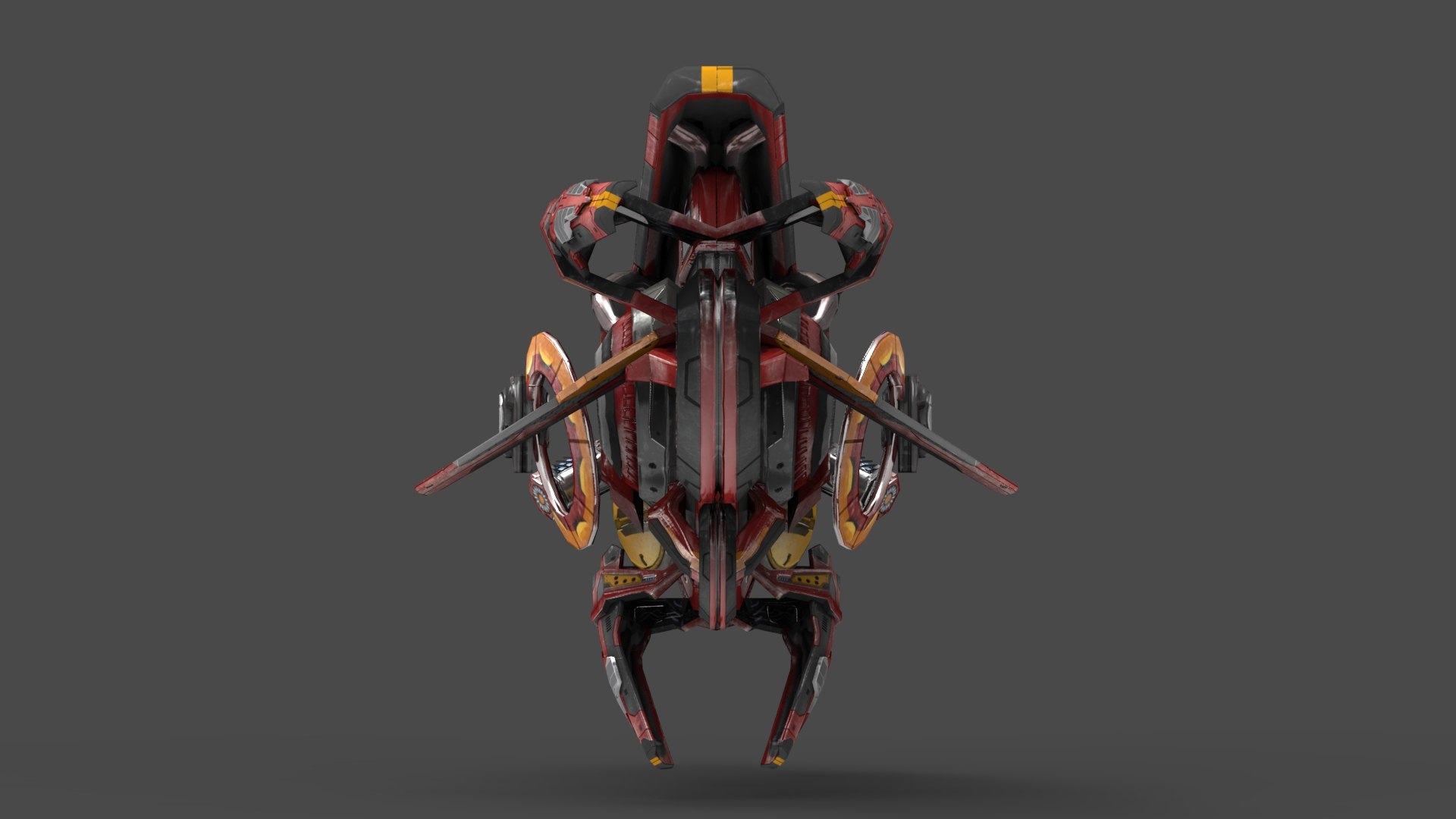 Red Anime Manga Drone 3d Model