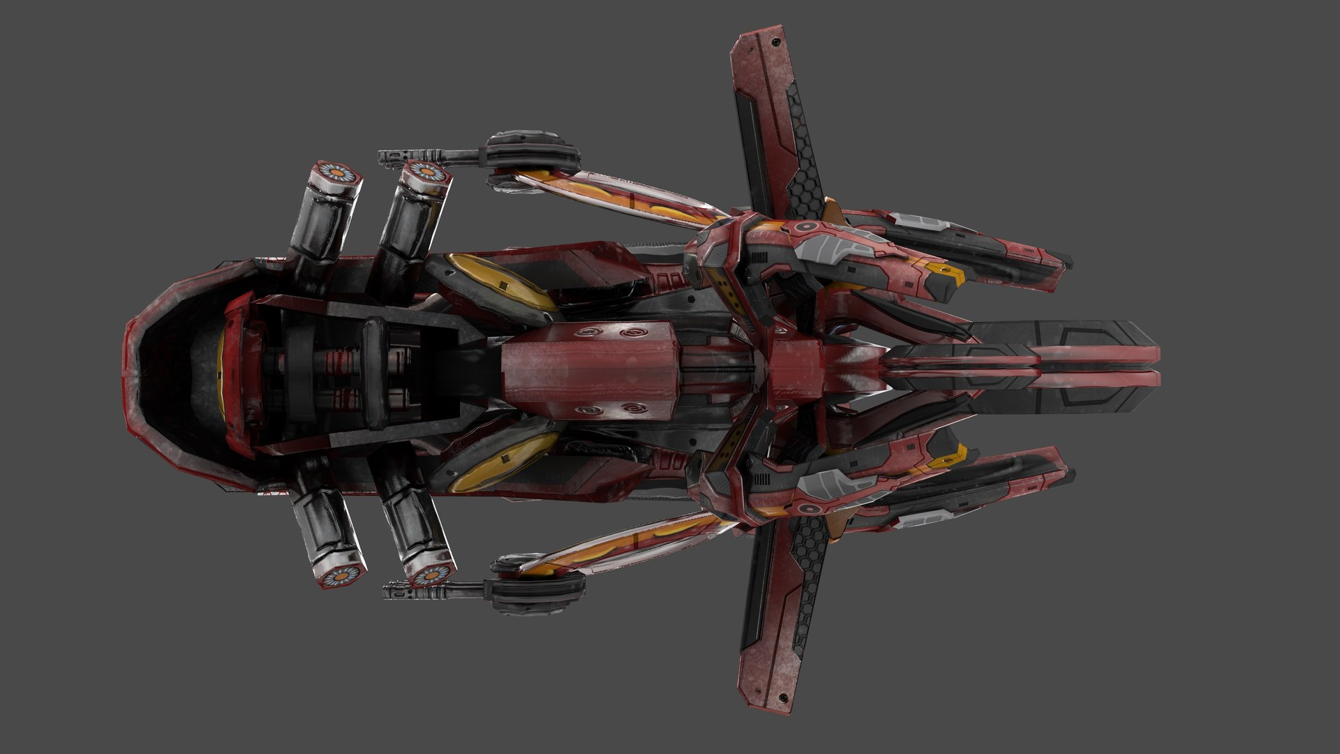 Red Anime Manga Drone 3d Model