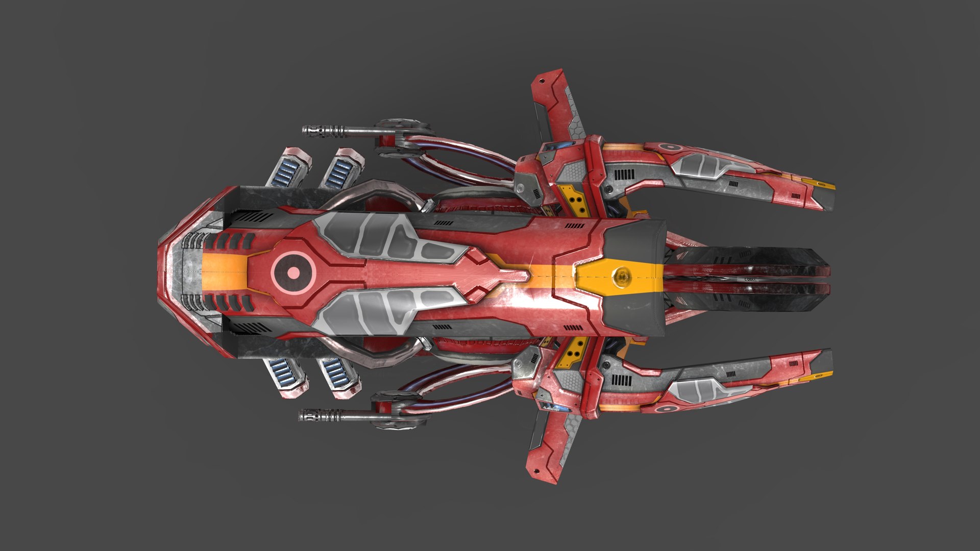 Red Anime Manga Drone 3d Model