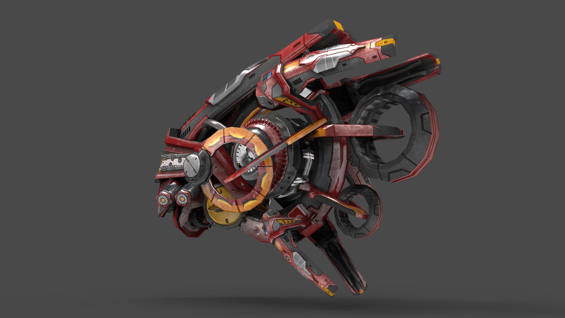 Red Anime Manga Drone 3d Model