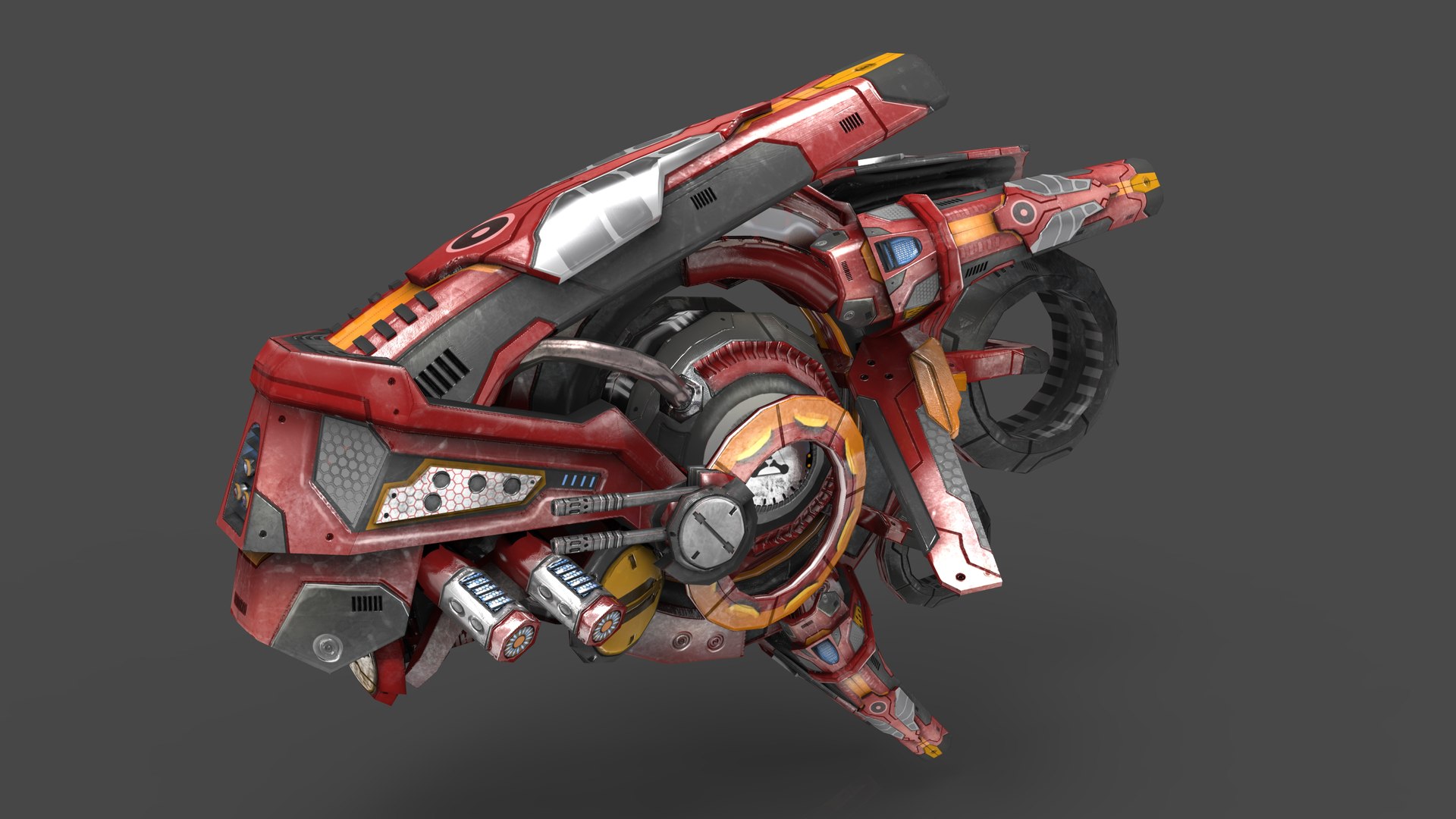 Red Anime Manga Drone 3d Model