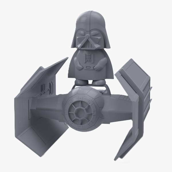 Darth Vader TIE Advanced X1 com Figura 3D Modelo STL OBJ FBX Projetado ...