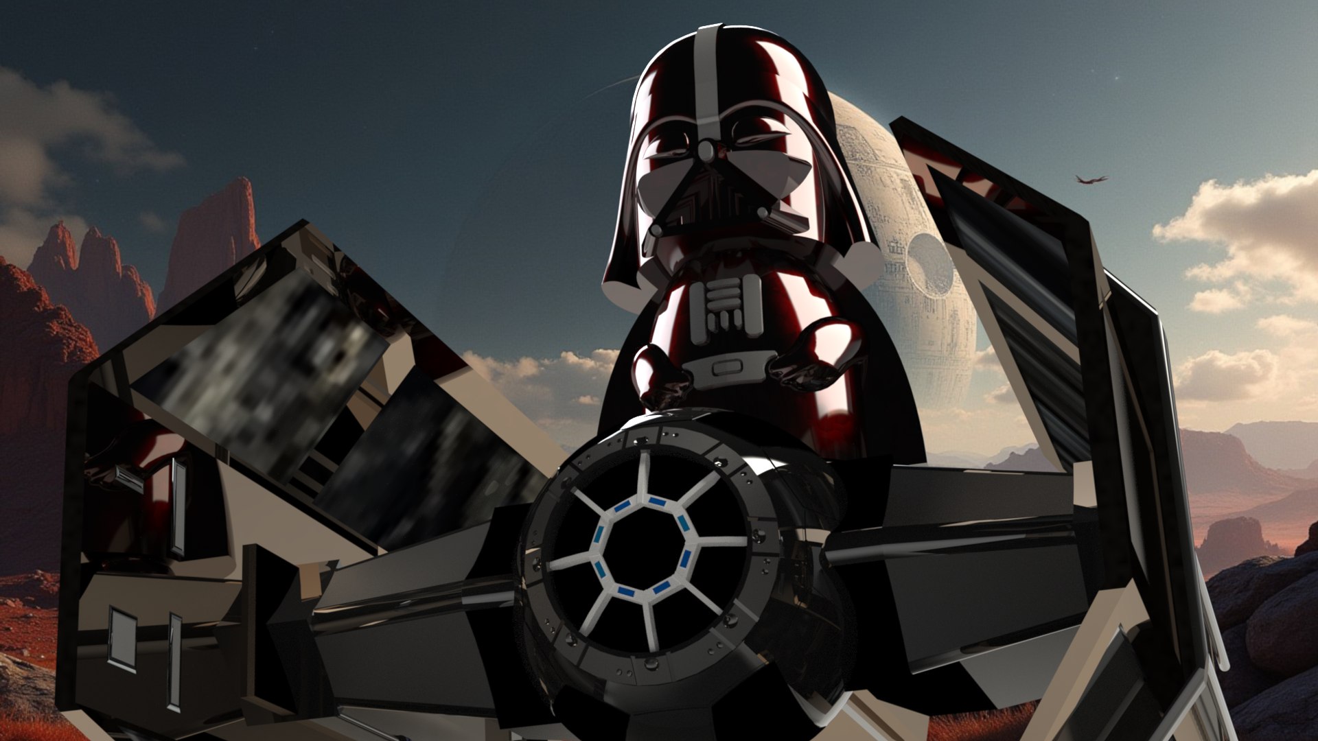 Darth Vader TIE Advanced X1 With Figure 3D Model STL OBJ FBX Designed ...