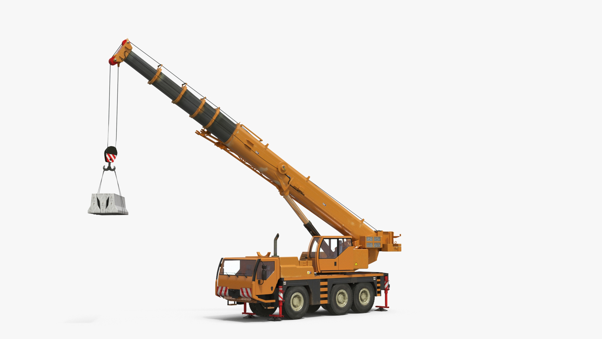 3D Liebherr Mobile Crane Vehicle With Concrete Barriers Rigged Model ...