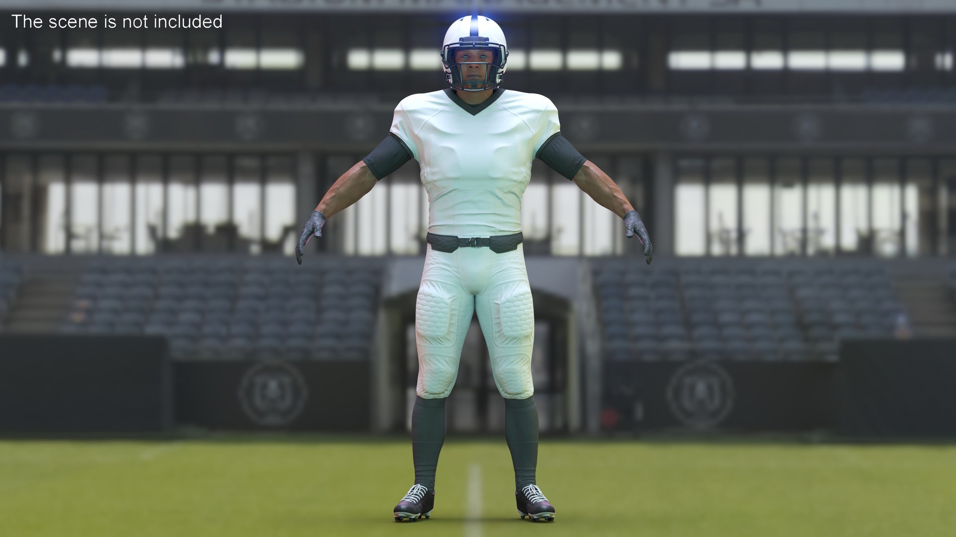 3D Black Man White Uniform T-Pose American Football Players Model ...