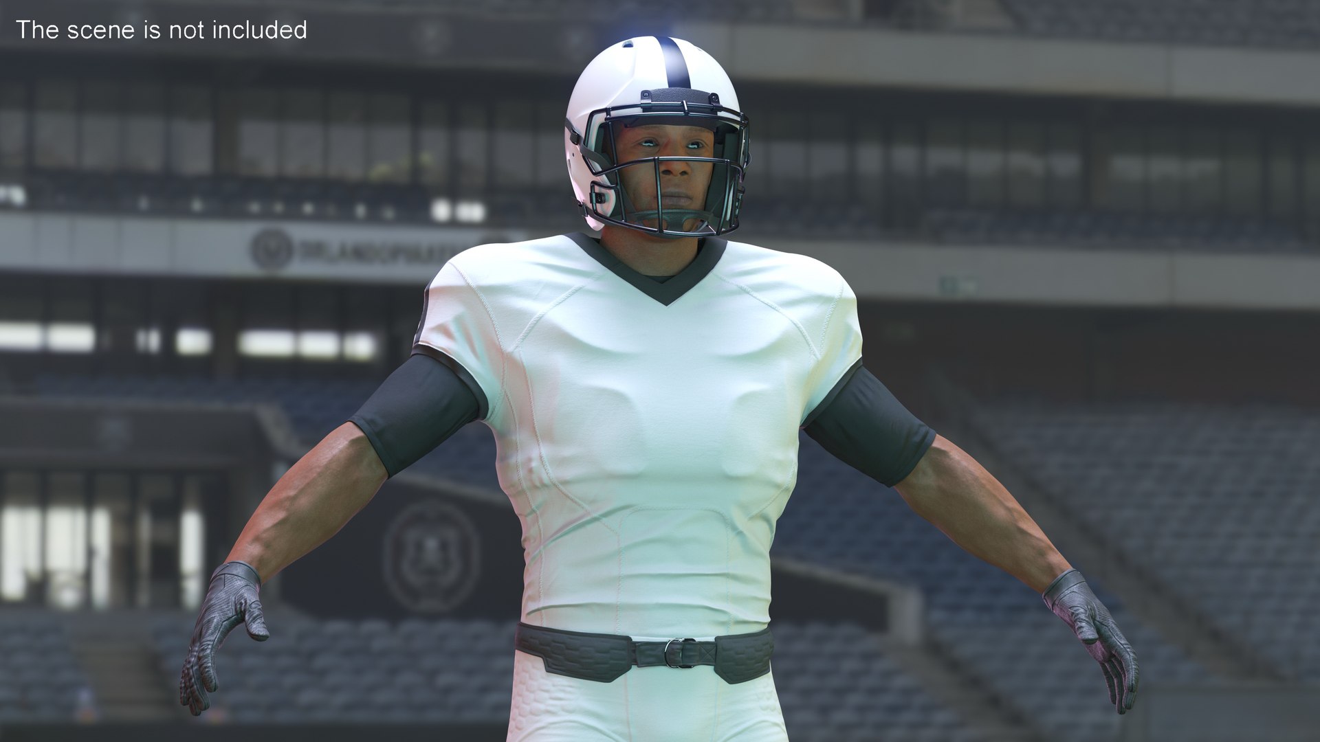 3D Black Man White Uniform T-Pose American Football Players Model ...