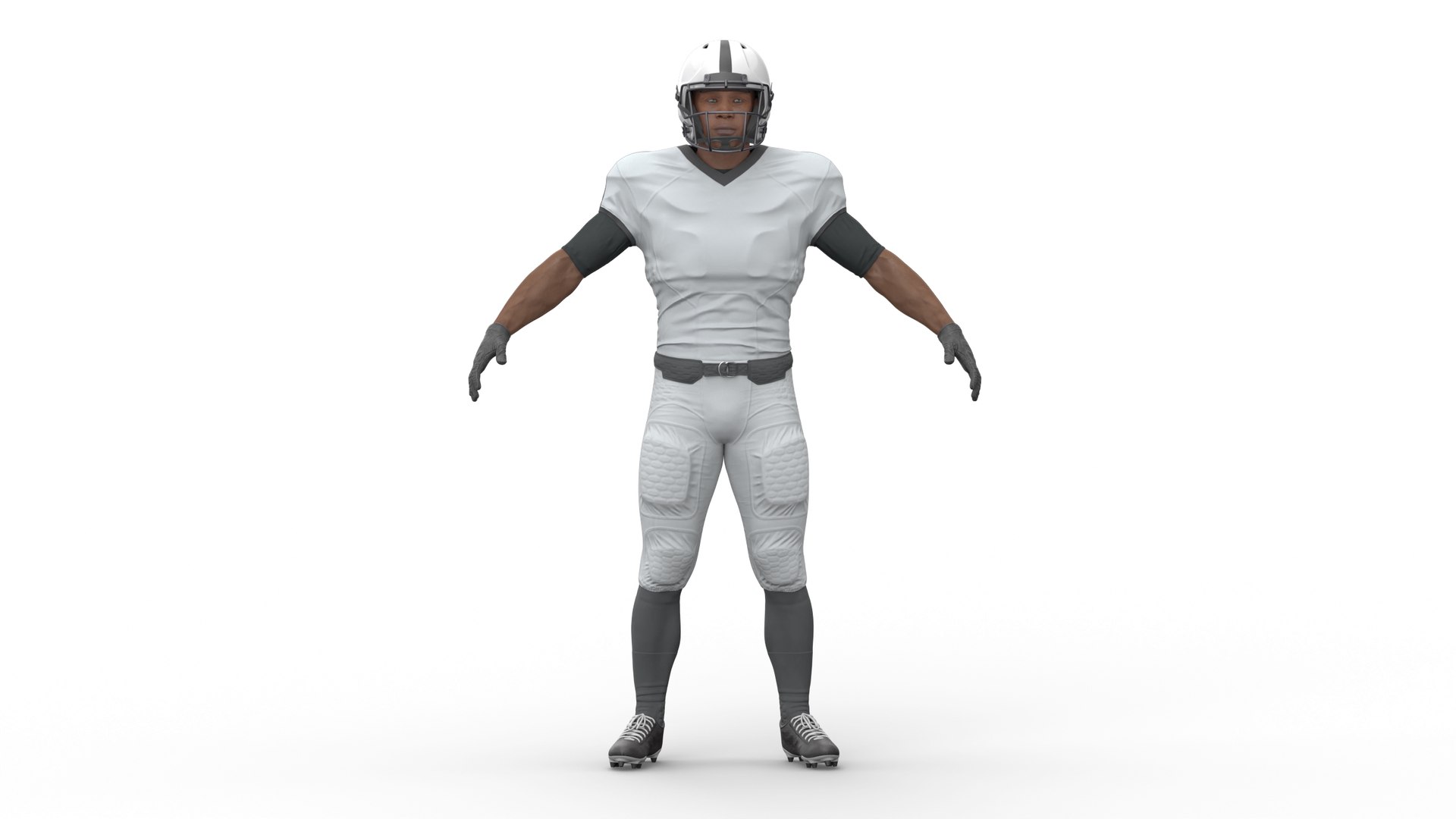 3D Black Man White Uniform T-Pose American Football Players model ...