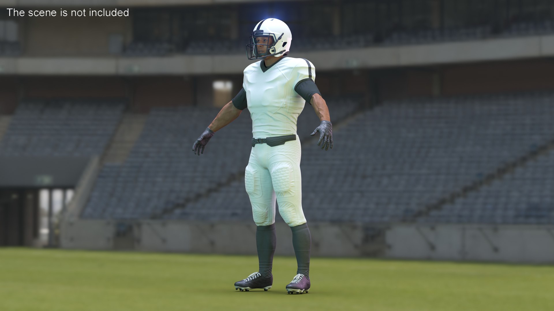 3D Black Man White Uniform T-Pose American Football Players Model ...
