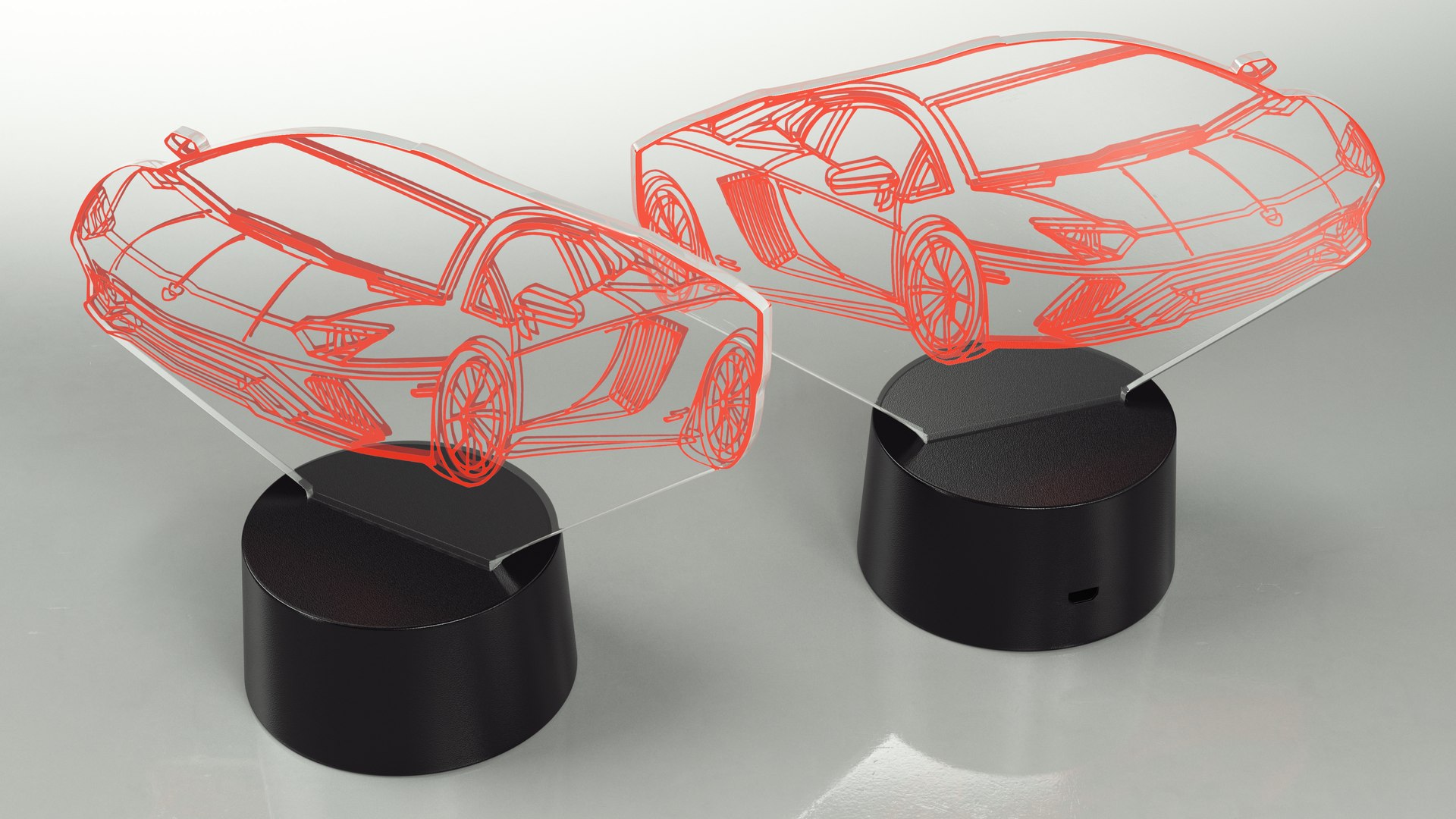 Hologram Lamp With Sport Car Red 3D Model - TurboSquid 2093463