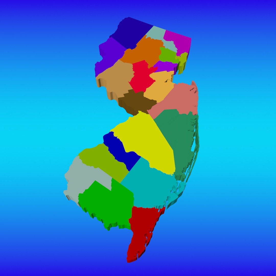 Counties New Jersey 3d Model