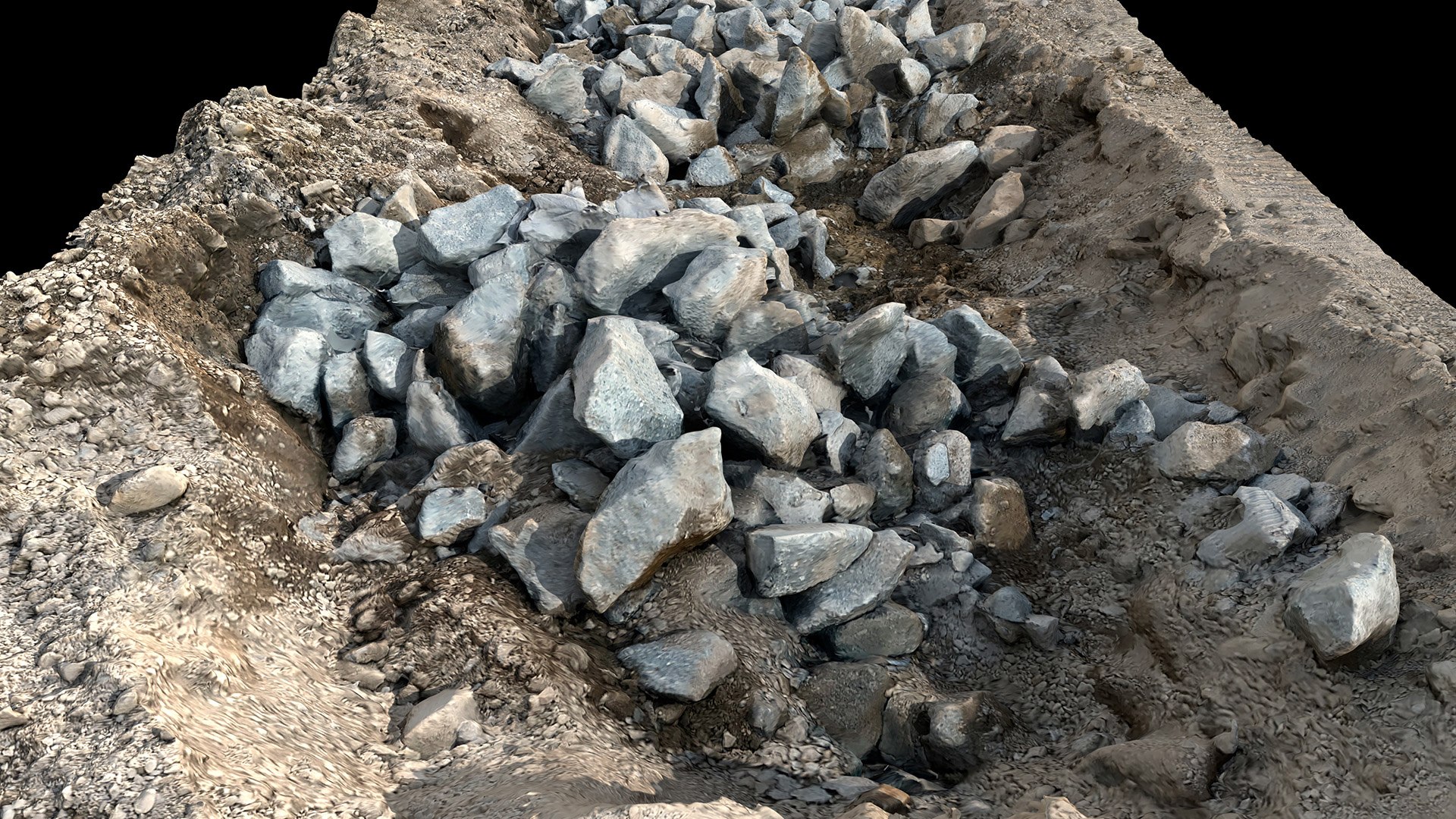 Gravel Rock Pit 01 - 3D Photogrammetry Model Scan Of Wet Gravel With ...