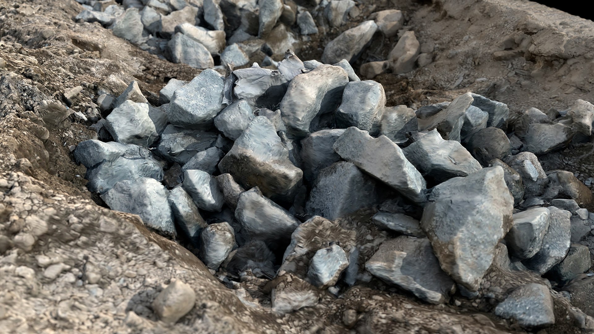 Gravel Rock Pit 01 - 3D Photogrammetry Model Scan Of Wet Gravel With ...